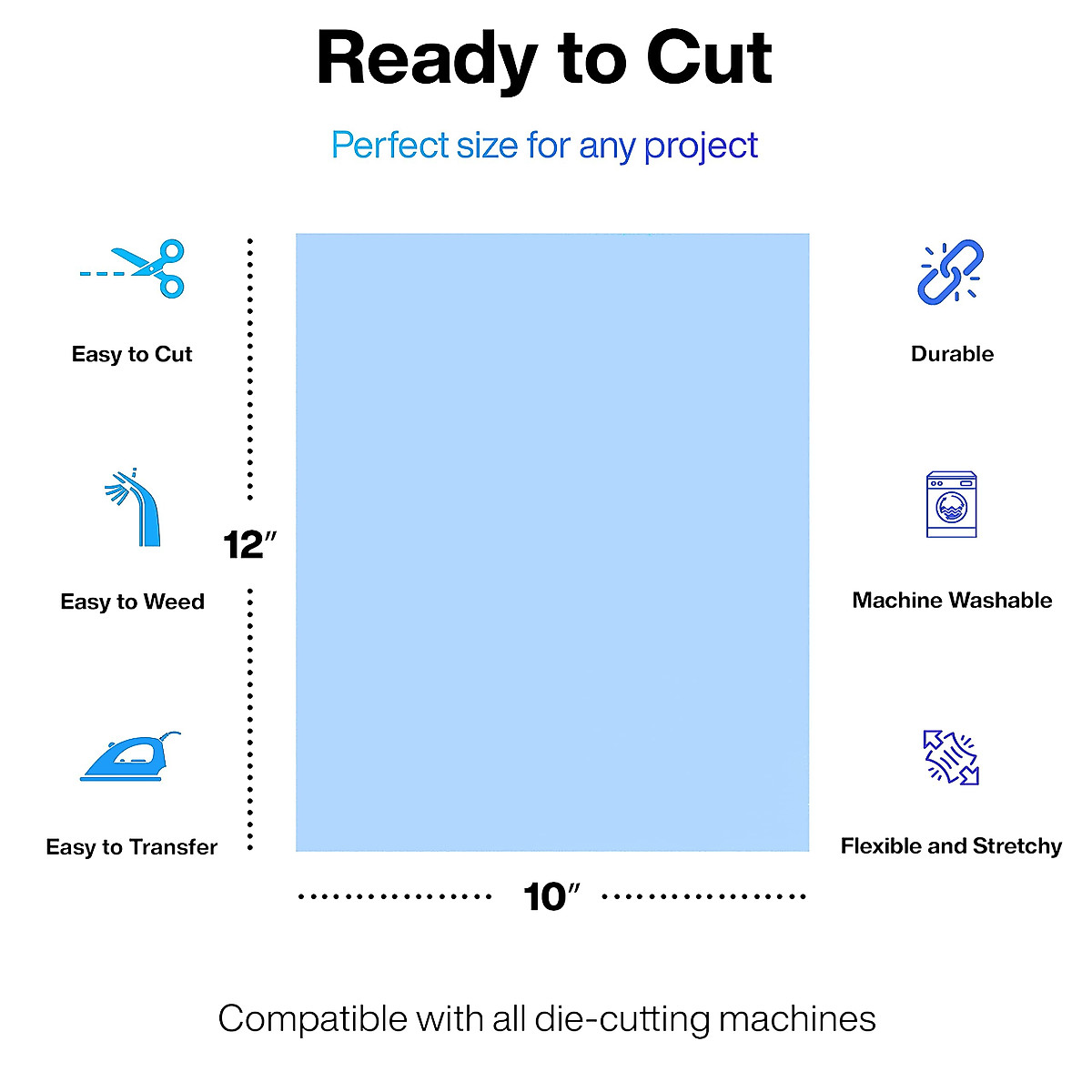 Primology Heat Transfer Vinyl: 10 Pack Pastel Colors 12" x 10" Premium Iron On Vinyl, HTV Vinyl for T-Shirts - HTV for Cricut, Silhouette Cameo, Heat Press Machine