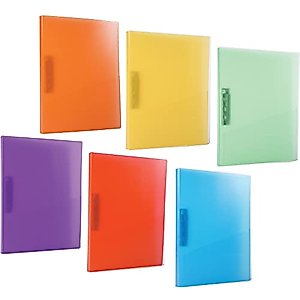 Filexec 6192, Clamp Binder, Frosted, Set of 6, 6 Assorted Colors Blueberry, Strawberry, Grape, Lime, Lemon, Tangerine (50028-6192)