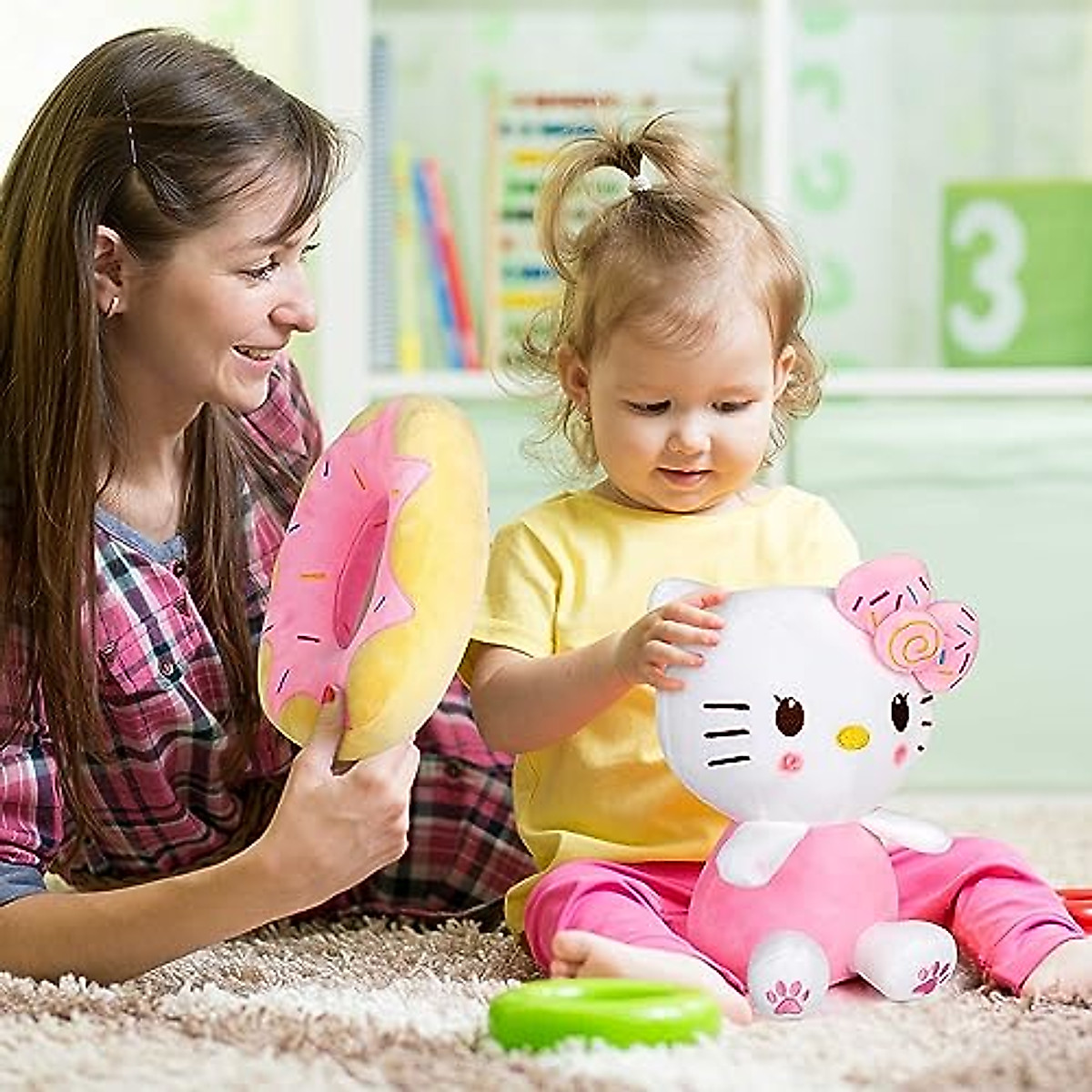 12inch Donut Cat Plush Toys Kitty Doughnut Stuffed Animal, Soft Cute Kawaii Cat Kitten Plushie for Girls