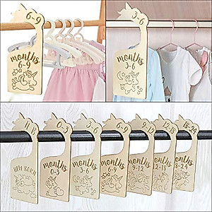 Unicorn Baby Closet Divider,NB to 24 Months 7 Sets of Wood Baby Cloth Organizer by Age and Size Nursery Infant Wardrobe Divider Gift for Newborn Baby Shower (Cartoon)
