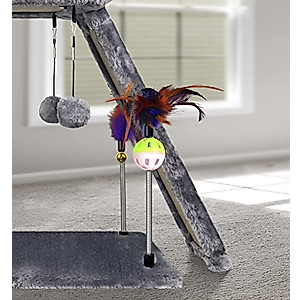 TINWEI Cat Tree with Cat Condo Scratch Post Hammock Hanging Ball