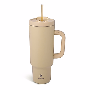 Manna Leisure Stainless Steel Insulated Tumbler with Leak-Proof Dual Function Lid - 40 Oz - Dandelion Powder Coat