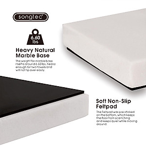 Songtec Towel Rack Stand for Bathroom, 2-Tier Towel Holder Stand for Bath Towels Max to 68” & 60” Long, Practical Shelf on Top for Phone, Shampoo, Body Wash