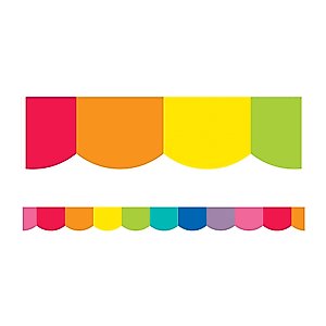 Schoolgirl Style Hello Sunshine Rainbow Bulletin Board Borders, 39 Feet of Scalloped Rainbow Classroom Borders for Bulletin Board, White Board, Cork Board, Rainbow Decor, Desk Decor, Classroom Decor