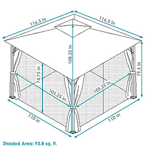 Sunnydaze Soft-Top Patio Gazebo - 10x10 Foot Rectangle Outdoor Gazebo with Screens and Privacy Walls - Gray - Perfect for Backyard, Garden or Deck