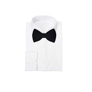 Solid Velvet Pre-Tied Bow Tie & Hanky Set (Black)