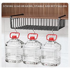 Jibri 2Pcs Under Shelf Storage Basket Black Under Cabinet Shelf Wire Basket Organizer, Under Shelf Storage for Kitchen Pantry Shelf Organizer Desk Bookshelf Cupboard