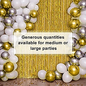 20 Pcs Foil Curtains Fringe Curtains 3.28 x 8.2 ft Metallic Tinsel Backdrop Curtains for Party Photo Backdrop Wedding Birthday Party Baby Shower Bridal Shower Photo Booth Decor (Gold)