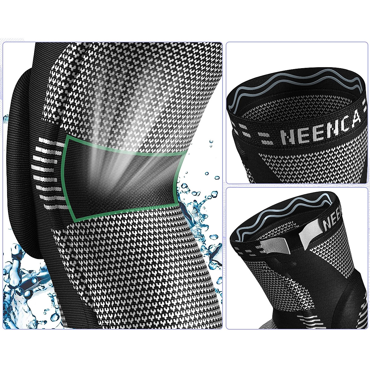 NEENCA 2 Pack Knee Braces for Knee Pain, Compression Knee Sleeves with Patella Gel Pad & Side Stabilizers, Knee Support for Meniscus Tear, Arthritis, Joint Pain, ACL, Runner, Workout- FSA/HSA APPROVED