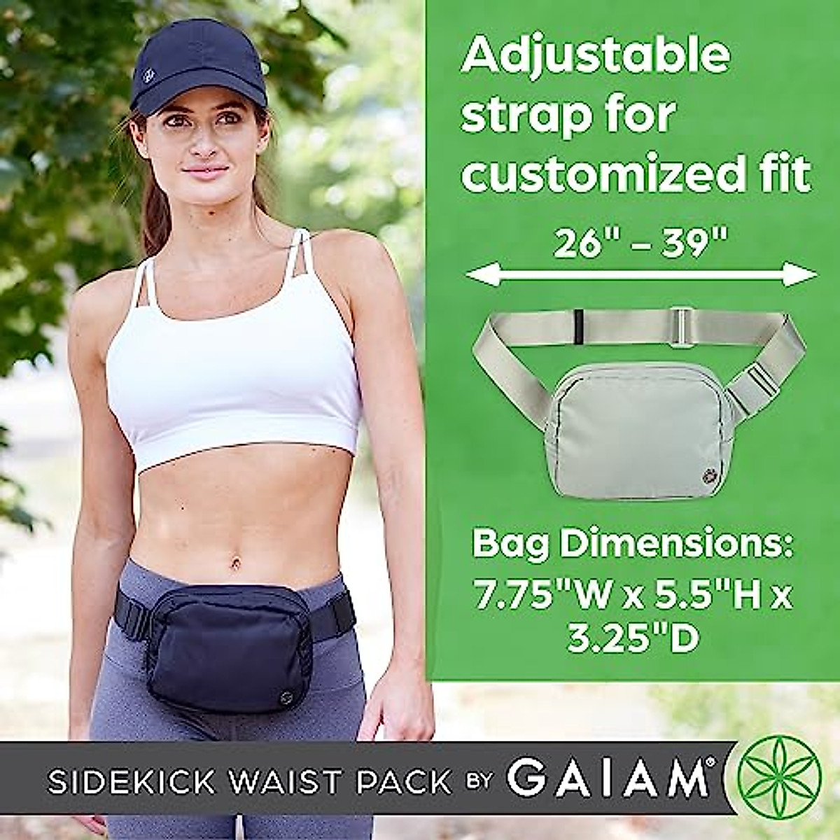 Gaiam Sidekick Waist Pack - Storage Belt Bag for Women And Men - Adjustable Belt With Lightweight Pouch For The Gym & Studio, Dovetail