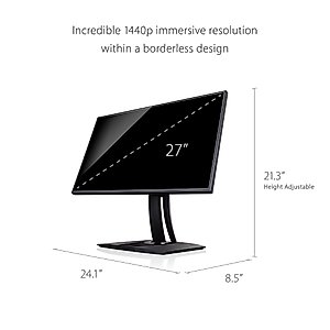 ViewSonic VP2768 PRO 27" 1440p Monitor with 100% sRGB Rec 709 14-bit 3D LUT and Color Calibration for Photography and Graphic Design