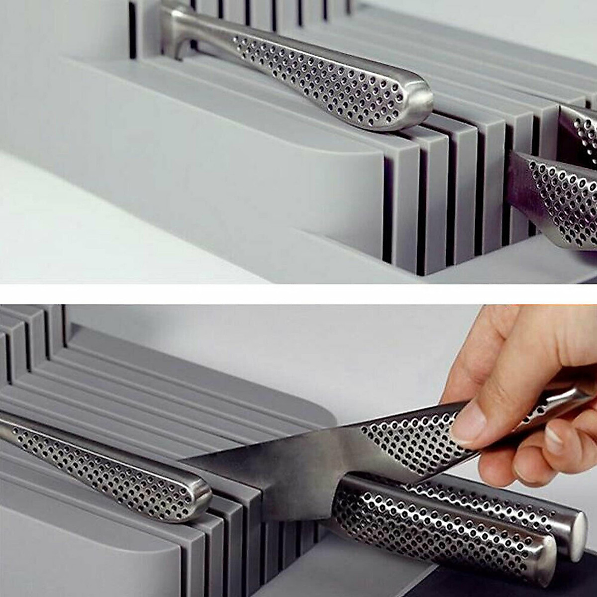 SAVUK Silverware Organizer, Compact Cutlery Organizer, Large Kitchen Drawer Utensil Divider Tray, Small Silverware Holder Spoon Fork Flatware Storage, 9 Section (Knives Organizer)