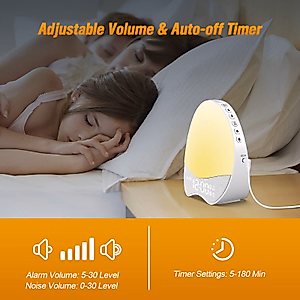 Welgo G4 White Noise Machine Alarm Clock and Nightlight with Natural Sound Dual Alarms, 12 Soothing Sounds, Sleep Timer, Dimmable Digital Display for Kids, Adult, Sleeping, Bedroom…