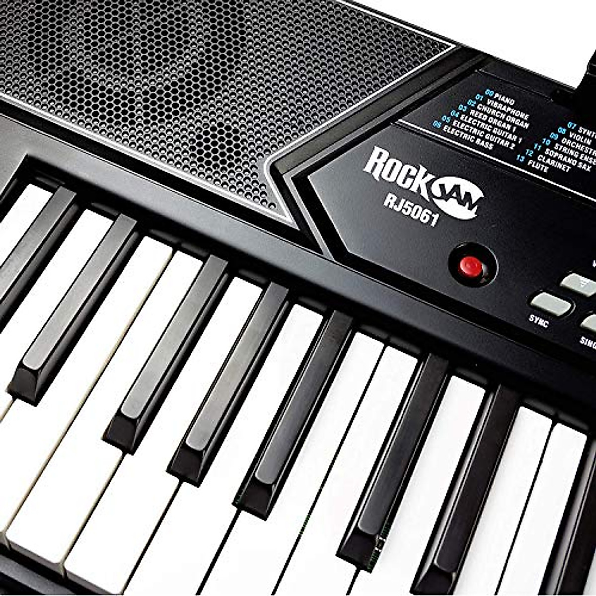 RockJam 61 Key Keyboard Piano Stand With Pitch Bend Kit, Piano Bench, Headphones, Simply Piano App & Keynote Stickers