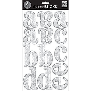 me & my BIG ideas Large Alpha Sticker, Cadence Silver Glitter