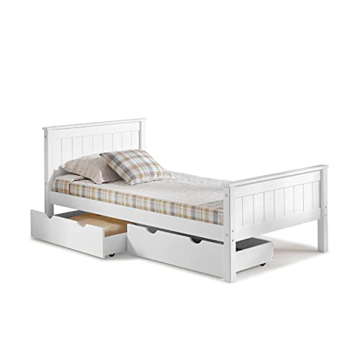 Alaterre Harmony Twin Bed with Storage Drawers, White