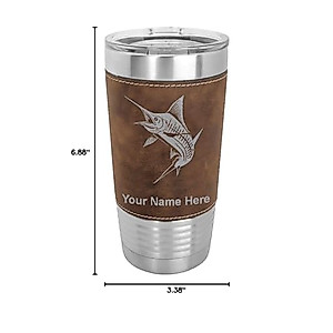 LaserGram 20oz Vacuum Insulated Tumbler Mug, Marlin Fish, Personalized Engraving Included (Faux Leather, Rustic)