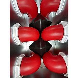 RentACoop Metal 65lb 6-Port Feeder - Includes Lid, Ports, Rain Hoods, and Feed Diverters - Suitable for 12 Week Old Chickens/Older and Adult Chickens/Poultry