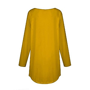 Blouses for Women Dressy Casual Crew neck sweatshirts women Clothes Oversized sweatshirt Womens Sweatshirts Long Sleeve Dress Shirts for Women Long Sleeve Shirts for Women Trendy（1-Yellow,Small）