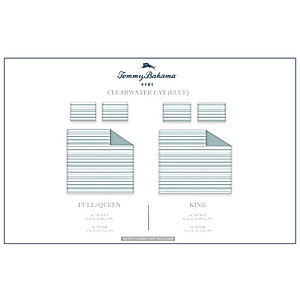 Tommy Bahama - King Duvet Cover Set, Cotton Bedding with Matching Shams & Button Closure, All Season Home Decor (Clearwater Cay Blue,3pieces, King)