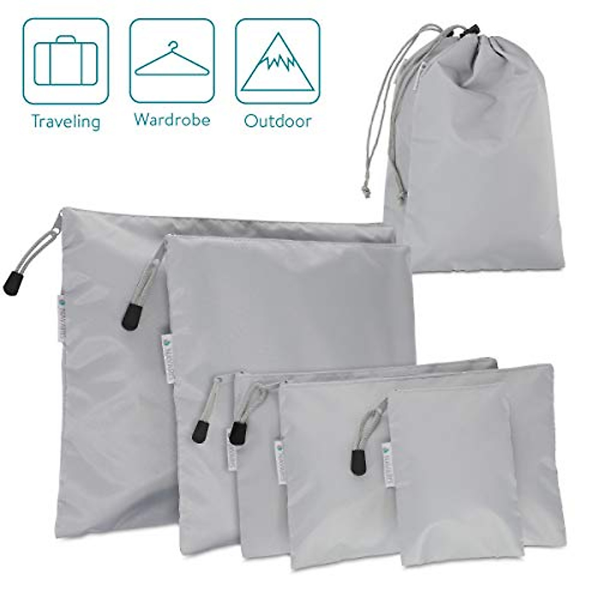 Navaris 7 Set Travel Storage Bags and Pouches - Nylon Suitcase Organizers