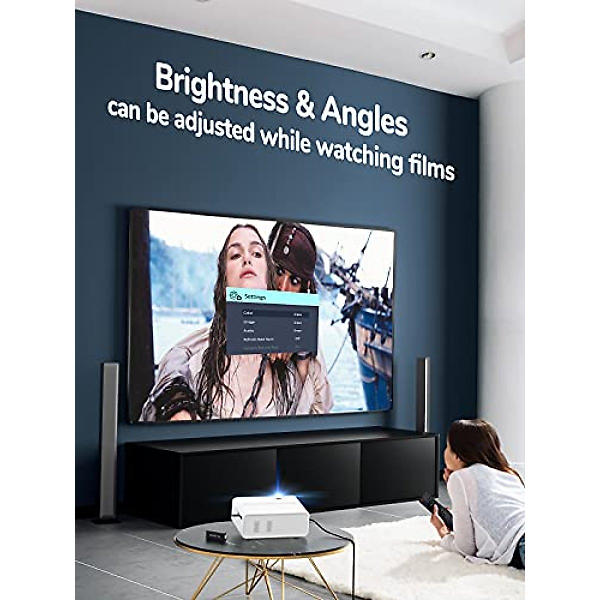 4K Projector, Projector with WiFi and Bluetooth, Portable Movie Projector with Remote, Home Theater Video Projector Compatible with HDMI, USB, MicroSD, Laptop, iOS & Android