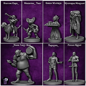 Newcombie Wildspire 58 Fantasy Miniatures Set Townsfolk Characters for DND Miniatures Bulk 28mm Dungeons and Dragons Miniatures | for DND Minis and D&D Miniatures I Character Sheets & Quests