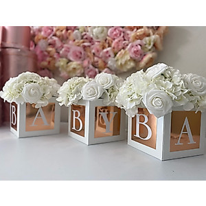 Rose gold baby shower decorations baby block letters centerpieces its a girl its a boy, unisex baby shower