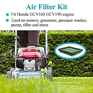 HOODELL GCV160 Air Filter Tune Up Kit for Honda GCV190 GC190 GC160 GX100 Engine HRC216 HRR216 HRR2169VKA HRX217 Lawn Mower, Replace GCV160 Spark Plug 17211-ZL8-023 Air Cleaner