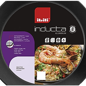 IBILI Non-Stick Cast Aluminum Paella Pan Skillet Suitable for All Cooking Methods Induction Great for Camping and Outdoor Cooking, Made in Spain (16.5 Inches)