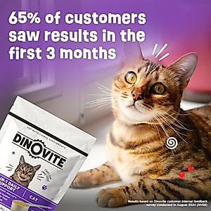Dinovite for Cats Supplement - Immune + Digestive, Skin + Coat Support, Vitamins, Minerals, Omega 3, Enzymes, Probiotics. Reduces Shedding, Dry Skin, Itching, Stinking, Bald Spots, Seasonal Issues