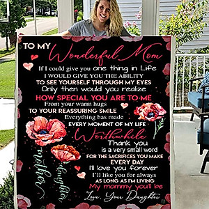 to My Wonderful MOM How Special You are to ME 3D Pattern Custom Fleece Photo Blanket Fan Gift for Mom Mother (X-Large 80 X 60 INCH)