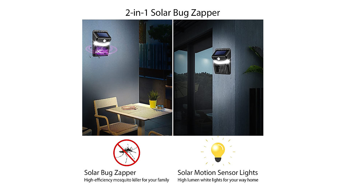 Solar Mosquito Zapper Outdoor, Bug Zapper Outdoor Electric, Insect Fly ...