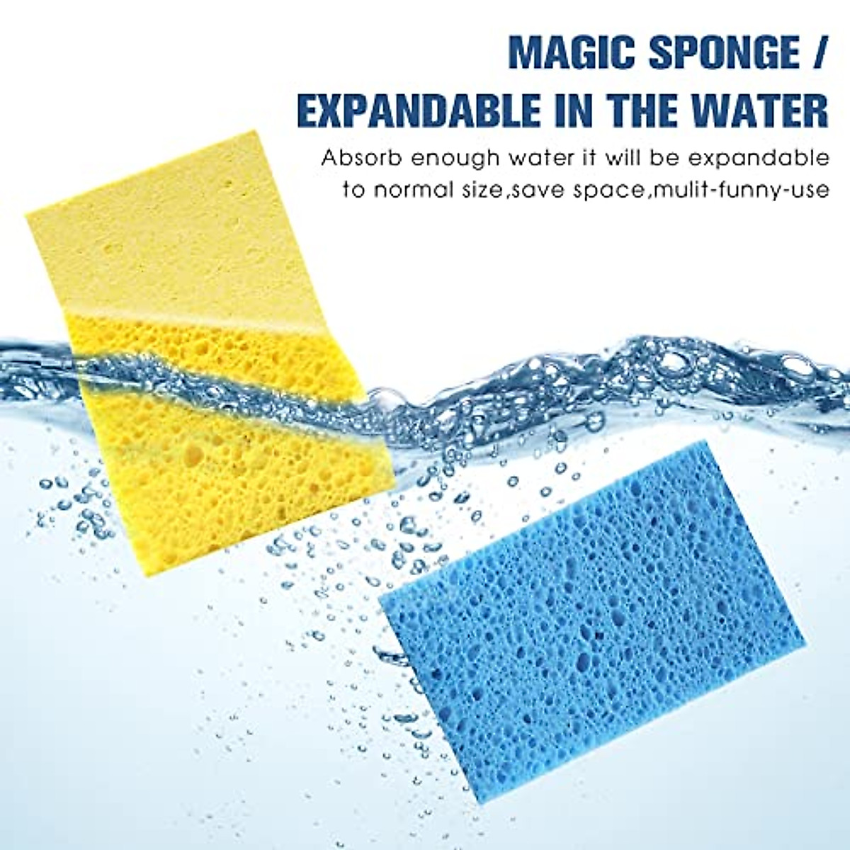 Compressed Cellulose Kitchen Sponges 12Pack，Non-Scratch Biodegradable Natural Colorful Sponge Scrub for Dishes Cleaning,Funny DIY Sponge for Kids