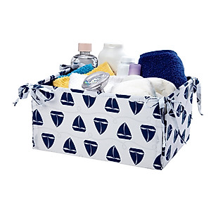 Nautica Kids Separates Sailboats/Rope Print Nursery Storage, Navy/White