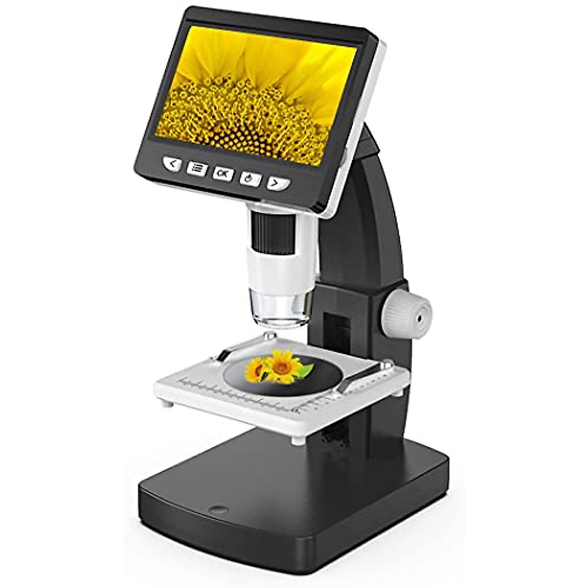 LCD Digital Microscope, YINAMA 4.3 Inch 50X-1000X Magnification 1080P Compound Handheld Microscopes Camera with Rechargeable Battery Mini Hdmi Port 8 LED Lights Slides