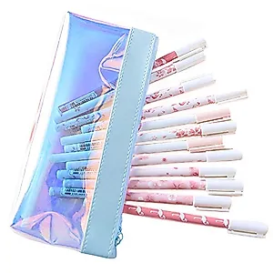 Funny live Transparent Colored Pencil Case Stationery Pouch Bag, Cute Allochroic Pen Pencil Bag Makeup Cosmetic Bag Pouch for Girls Boys Women (Light Blue)