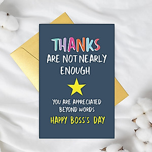 Supoeguk Boss Day Card for Mentor Leader Boss, Boss Thank You Card, Happy Boss's Day Card, Thanks Are Not Nearly Enough