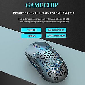 RGB Bluetooth Gaming Mouse Light Weight Silence Wireless Rechargeable Honeycomb Durable Computer Mice Comfortable with Side Button 7 Lights 3 DPI for Laptop Mac Windows Microsoft 2.4G+BT5.0
