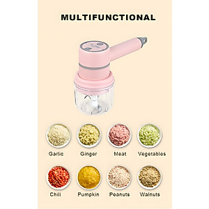 2 in 1 Multifunction Cordless Electric Food Processor & Hand Mixer For Meat, Spices, Fruits and Vegetable Chopper, USB Rechargeable, White