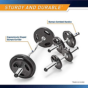 Marcy Olympic Hollow Bar Kit Chrome Curl Bar Dumbbell Handles and Spring Collars ODC-21 chromed, 47” x 3” x 2”