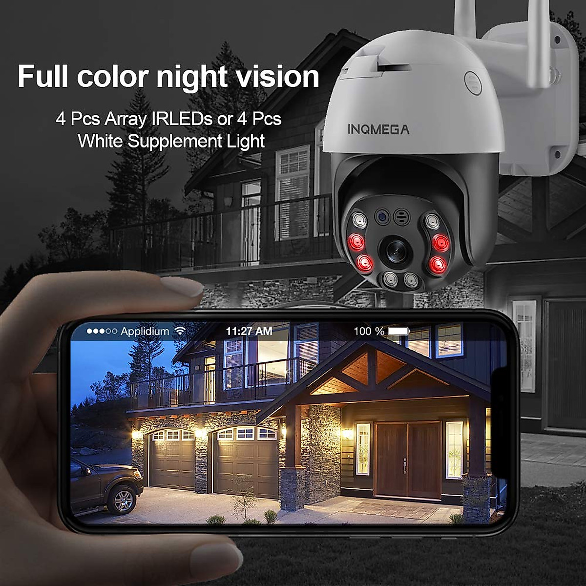 INQMEGAPRO 5MP PTZ WiFi Security Camera Outdoor, 1920P HD Wireless Surveillance Camera, Waterproof IP Camera, 2-Way Audio, Enhanced Night Vision, Motion Detection, ONVIF, SD Card Slot,393-5MP
