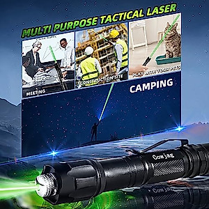 Cowjag Green Laser Pointer High Power, Tactical Long Range [12,000 Ft] Laser, Rechargeable Laser, Single Push On/Off, Adjustable Focus Laser with Carrying Case (Green Light)