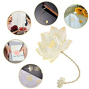 6pcs Metal Leaf Bookmarks, Hollow Metal Bookmarks with Chain or Pendant Bookmarks Metal for Book Lovers Men Women
