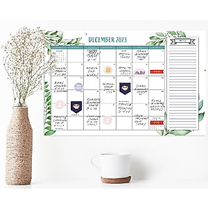 Aesthetic 2024 Greenery Desk Calendar - Runs From June 2023 Until December 24 - School Year Desktop/Wall Calendar 17"x11" for Easy Organizing