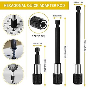 Flexible Drill Bit Extension Set, 105° Right Angle Drill Attachment, 1/4 3/8 1/2" Hex Shank Impact Driver Socket Adapter Rotatable Socket, Bendable Drill Bit Extension and Screwdriver Bit Kit