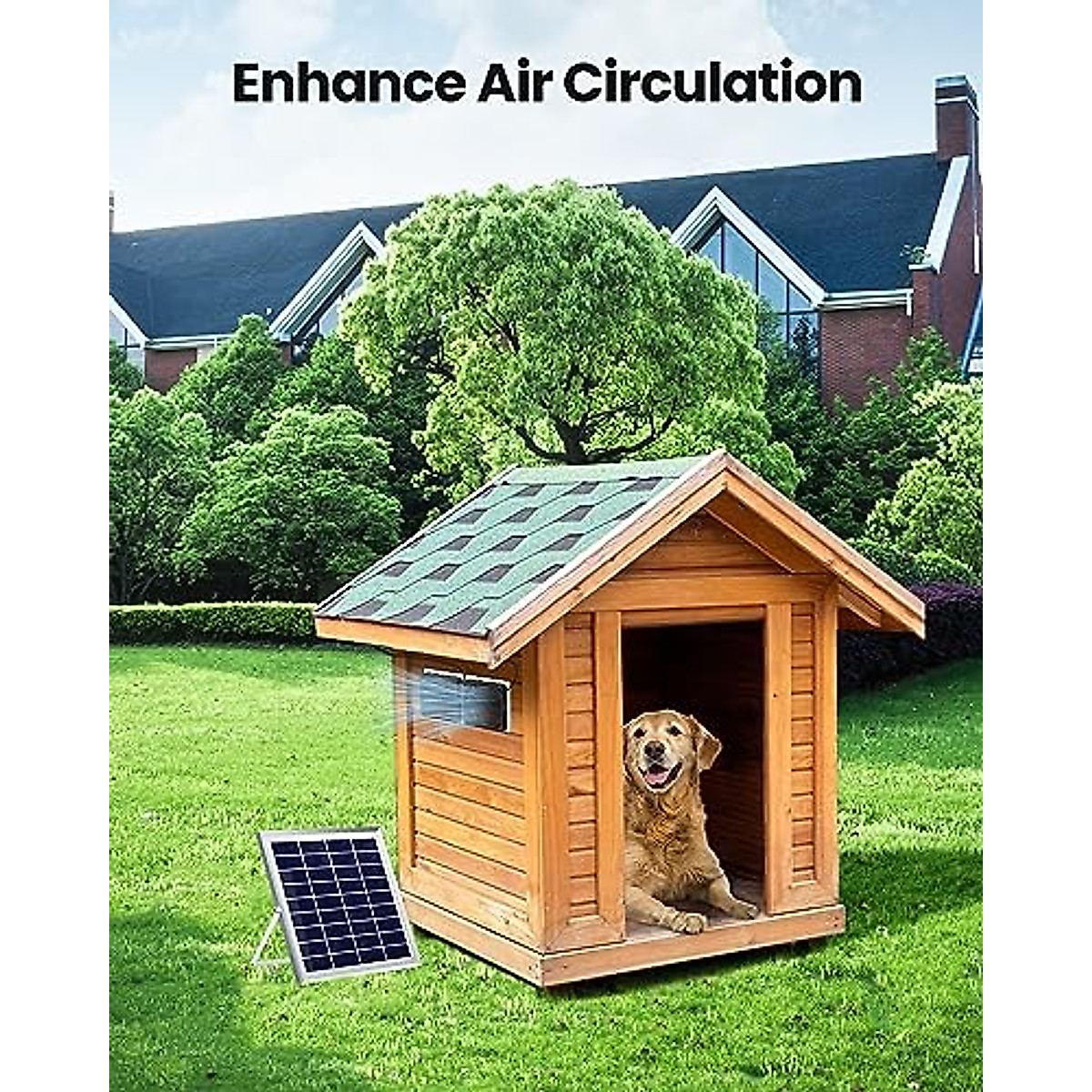 moreximiximi Solar Powered Fan,25W,Chicken Coop Fan,Solar Fans,Solar Exhaust Fan,Ventilation System,12FT Cable,DC Power,Dual Aluminum Shell,Weatherproof Dual Fan for Green House,Chicken Coops, Sheds