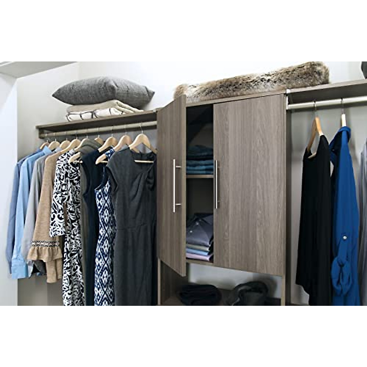 ClosetMaid SuiteSymphony Wood Closet Door Set Pair, Add On Accessory, Modern Style, for Storage Clothes, for 25 in. Units, Graphite Grey/Satin Nickel