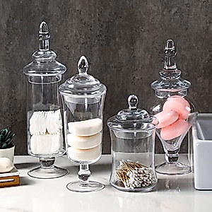 MyGift Clear Glass Apothecary Jars with Lids, Decorative Wedding Candy Serving Canisters, Set of 4