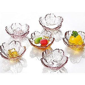 SZHTSWU Pink Cherry Blossom Glass Soy Sauce Dish Petals Shape Mini Cute Crystal Dessert Bowl, Appetizer Plates, Tea Bag Holder, Small Dip Bowls for Snack Sauce, Jam, Sushi, Side Dish (Gold Side)